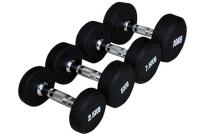 China Eco Friendly Home Gym Fitness Dumbbells Round Rubber Coated Dumbbells 5kg 10kg for sale