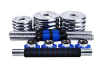 China Boxed Electroplating Dumbbell Set 15kg 20kg 30kg 50kg Chrome Barbell And Dumbbell Set for sale