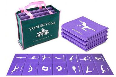 China Light Foldable Fitness Exercise Mat Printed PVC Yoga Mat Kit With Poses for sale