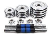 China 20kg Dumbbell Barbell Sets Adjustable Weight Lifting Chrome Painting With Plastic Box for sale