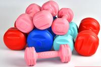 China Colorful Cement Round 1.5kgs Gym Fitness Dumbbells For Wowen for sale