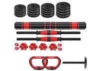 China Different Configuration Red Cement Dumbbell Barbebll Set For Home Exercise for sale