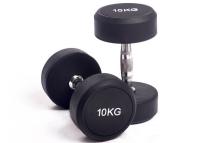 China Black Round Head Rubberized Fixed Dumbbell Cast Iron Fitness Equipment for sale