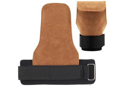 China Adjustable Non-slip Weight Lifting Grips Leather Wrist Straps Wrist Wrap Gloves for sale