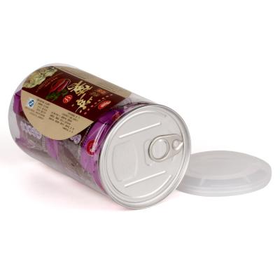 China Custom Round PET Pop Top Can 52.3-126.5mm Diameter Food Packaging Jars for Nuts Snacks Cookies for sale