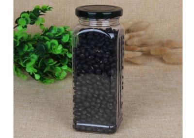 China 550ml Square Transparent Food Grade PET Canister with Iron Screw Cap for sale