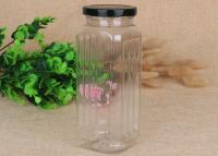 China 550ml Square Transparent Food Grade PET Canister with Iron Screw Cap for sale