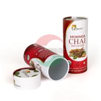 China Red Pantone Round Box Paper Tube Packaging Tea Tins Customized for sale