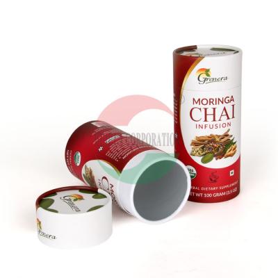 China Red Pantone Round Box Paper Tube Packaging Tea Tins Customized for sale