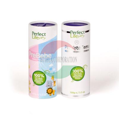 China FDA Certified Eco-Friendly Food Powder Paper Can Container with Aluminum Foil 100g for sale