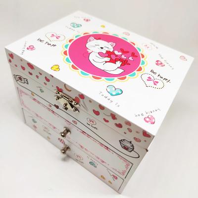 China Custom PMS Printing Jewelry Gift Music Box with Dancing Ballerina Drawer Box 10x10x5cm for sale
