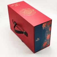 China Custom Paper Moon Cake Box Packaging with Handle 220x175x85mm Bakery Gift Box for sale