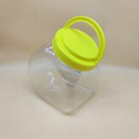 China 1150ml Clear PET Jar with Handle for Food Snack Oatmeal Biscuits Preserve Storage for sale