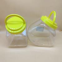 China 1150ml Clear PET Jar with Handle for Food Snack Oatmeal Biscuits Preserve Storage for sale