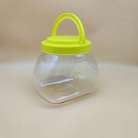 China 1150ml Clear PET Jar with Handle for Food Snack Oatmeal Biscuits Preserve Storage for sale
