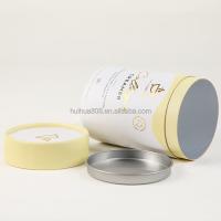 China Custom Printed Protein Powder Paper Cylinder Container 83.3mm Diameter Food Supplement Tube with Metal Lid for sale