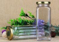 China Damp Proof Square Transparent Plastic Jars 550ml with Iron Lid for Food Packaging for sale