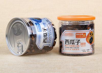 China Food Grade Visible Cylinder PET Plastic Jars 307# For Melon Seeds Packaging for sale