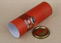 China Recyclable Cylinder Red Paper Composite Cans Wine Can Packaging With Flat Lids for sale