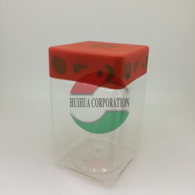 China Wide Mouth Square Transparent PET Bottle 500ml Food Container Oatmeal Can with PP Lid for sale