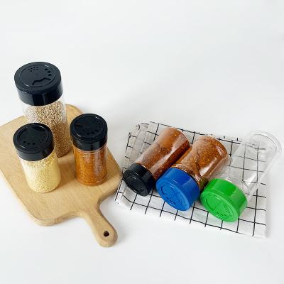 China Transparent PET Plastic Kitchen Powder Spice Seasoning Shaker Container Jar for sale