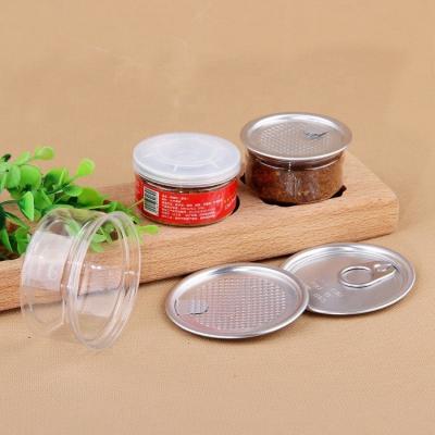 China Clear Plastic Cylinder Jar 40C FDA Food Grade with Aluminum Easy Open Lid for Powder Nuts for sale