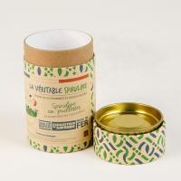 China Biodegradable Cylinder Food Grade Paper Tube Can Packaging with Metal Cover 100mm Diameter for sale