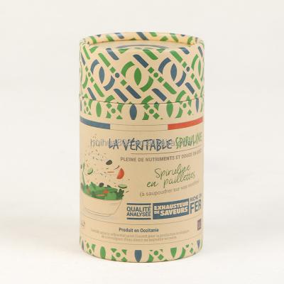 China Biodegradable Cylinder Food Grade Paper Tube Can Packaging with Metal Cover 100mm Diameter for sale