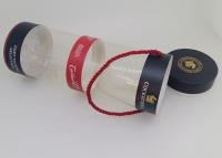 China 99mm Clear PVC Paper Cans with Rope Handle for Spirits Packaging Custom Height for sale