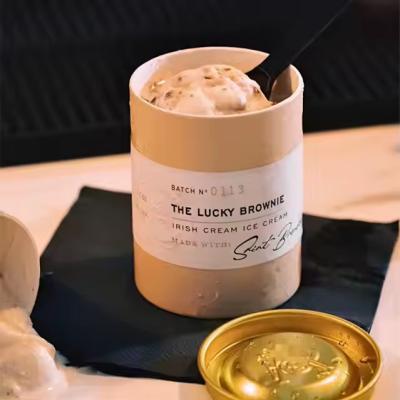 China Aluminum Foil Ice Cream Cylinder Paper Container 500ml with Metal Lids for sale