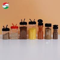 China Eco-friendly Flip Top PET Condiment Plastic Jar Square 225ml to 880ml Spice Seasoning Cans for sale