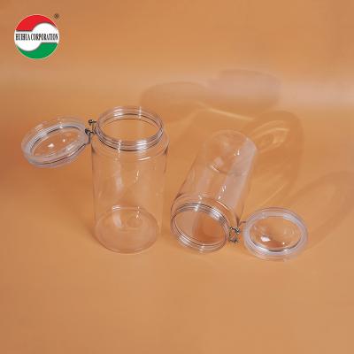 China 1660ml Clear PET Plastic Storage Jar with Screw Lid for Pet Food Coffee Tea for sale