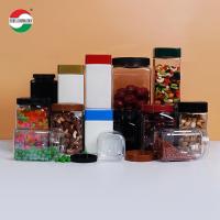 China Food Grade PET Square Jar 250ml Screw Cap Plastic Bottle for Candy Oatmeal Snacks Dried Fruit Storage for sale