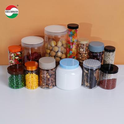 China Food Grade PET Plastic Jar 500ml Screw Cap for Milk Powder Dried Fruit Candy Snack Storage for sale