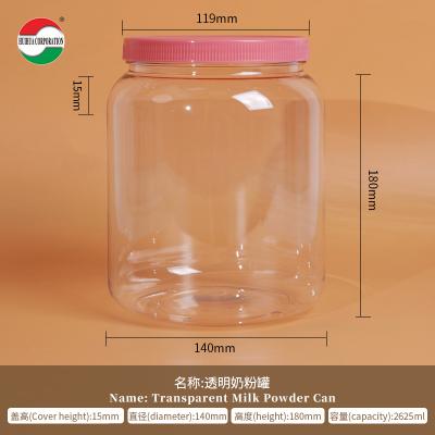 China 2625ml PET Clear Plastic Cylinder Jar with Screw Lid for Food Milk Powder Storage for sale