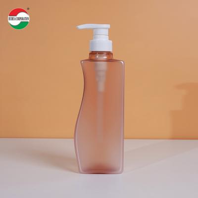 China Clear PET Plastic Jar 500ml Shampoo Shower Gel Bottle with Pump Lid Customizable for sale