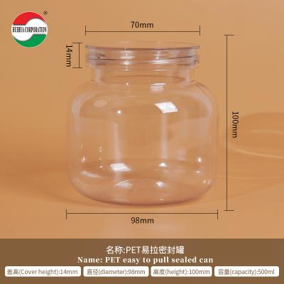 China 500ml PET Clear Cylinder Jar with Screw Lid for Food Storage HYP500-40g for sale