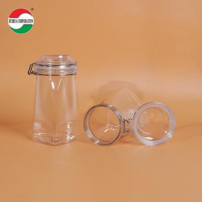 China OEM Custom PET Plastic Jar with Seal Ring Food Grade 1000ml 1600ml Airtight Screw Top for sale