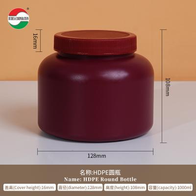 China Clear HDPE Plastic Cylinder Bottle 1000ml for Weed Packaging Food Grade with Good Sealing for sale