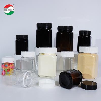China Custom Black PET Plastic Jar 500ml with Aluminum Gasket Screw Lid for Dried Fruit Snack Chocolate Honey for sale