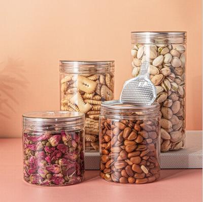 China Clear PET Plastic Jar with Screw Cap 500ml 700ml 800ml 1000ml for Nuts Pistachio for sale