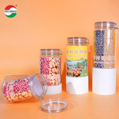 China Food Grade PET Plastic Jar 1000ml 1500ml 1800ml Airtight Storage Can for Nuts for sale