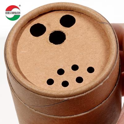 China Custom Printed Food Grade Paper Spice Shaker Tube with Tin Top 16mm to 150mm Diameter for sale