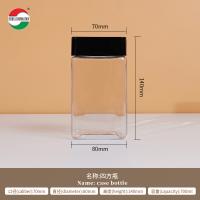 China Clear Square PET Plastic Jar 100ml with Screw Lid Food Grade Damp Proof for sale