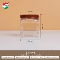 China Clear Square PET Plastic Jar 100ml with Screw Lid Food Grade Damp Proof for sale