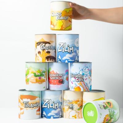China Custom Printed Cylinder Paper Tube Ice Cream Packaging 109ml 500ml with Metal Lid for sale