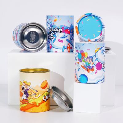China Customizable Paper Cans Packaging 3.7oz 109ml Metal Move Lid Embossed Logo Cylinder Tube for sale