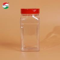 China 425ml Plastic Spice Jars with Red Black Lid Wholesale PET Food Grade Containers for sale