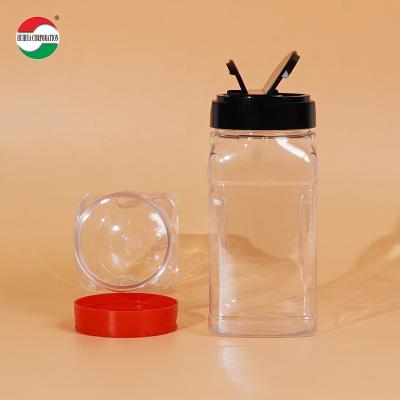 China Food Grade PET Spice Shaker Jars 100ml 360ml Flip Top Salt Pepper Bottles for sale