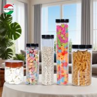 China Food Grade Clear PET Plastic Jar with Screw Top Cover for Candy Cookies Noodles 500ml for sale